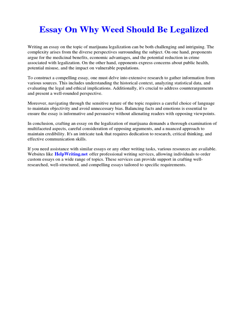 Essay On Why Weed Should Be Legalized | PDF