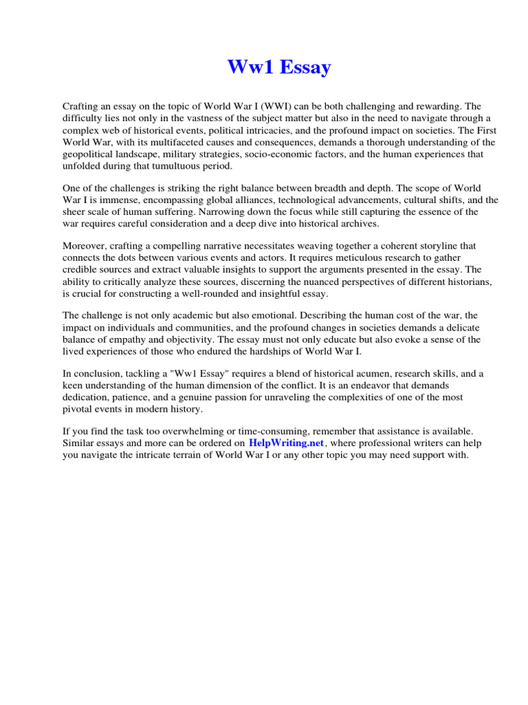 Ww1 Essay | PDF