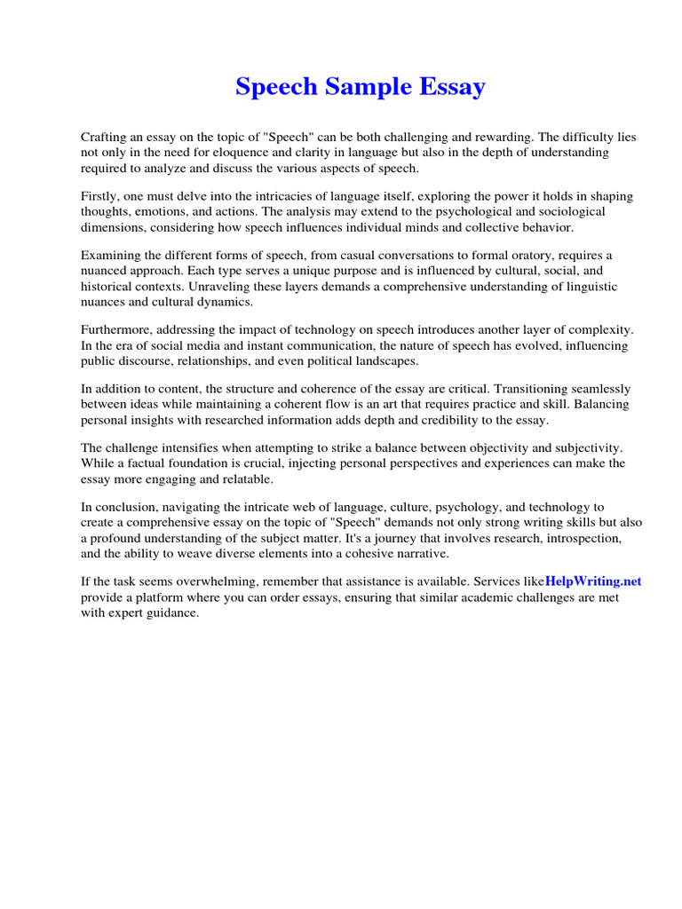 Speech Sample Essay | PDF | School Voucher | Poetry