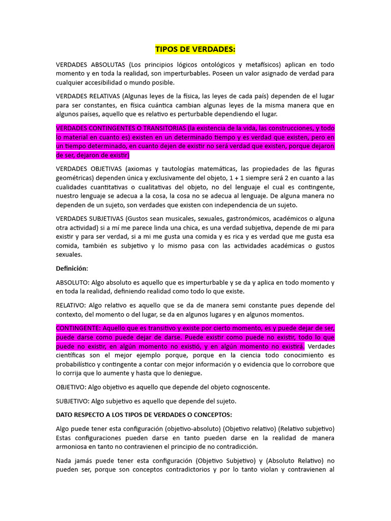 Tipos de Verdades | PDF | Verdad | Realidad