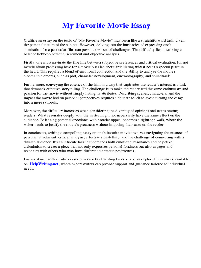 My Favorite Movie Essay | PDF | Pontius Pilate | To Kill A Mockingbird