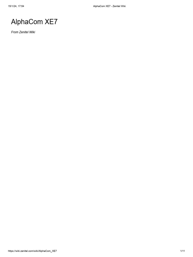 AlphaCom XE7 - Zenitel Wiki | PDF | World Wide Web | Internet & Web