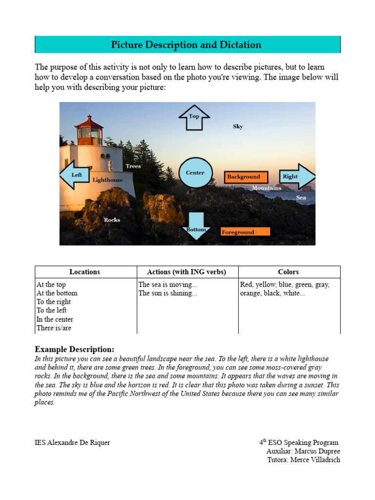 Picture Description Activity Guide | PDF