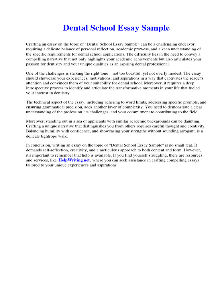 Dental School Essay Sample | PDF | Polycystic Ovary Syndrome | Medical ...