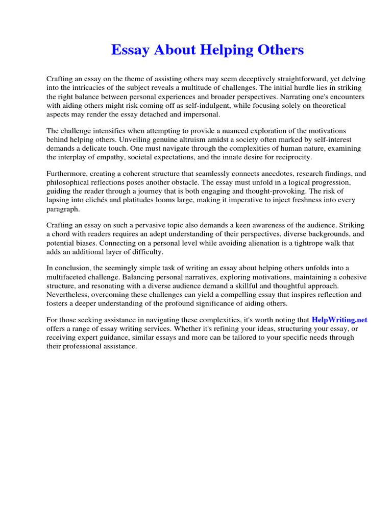 Essay About Helping Others | PDF