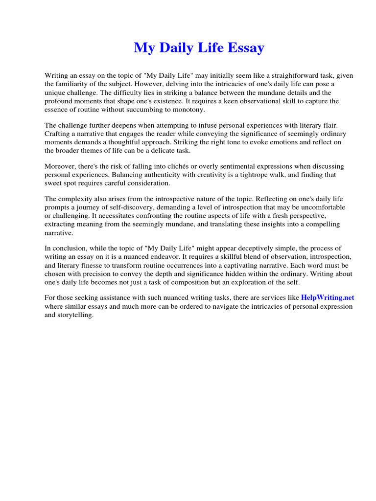 My Daily Life Essay | PDF | Essays