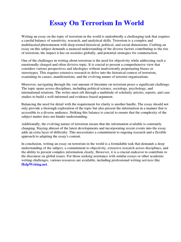 Essay On Terrorism in World | PDF