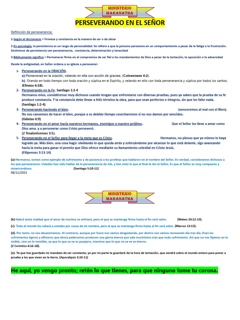 Perseverando en El Señor | PDF | Cristo (título) | Oración