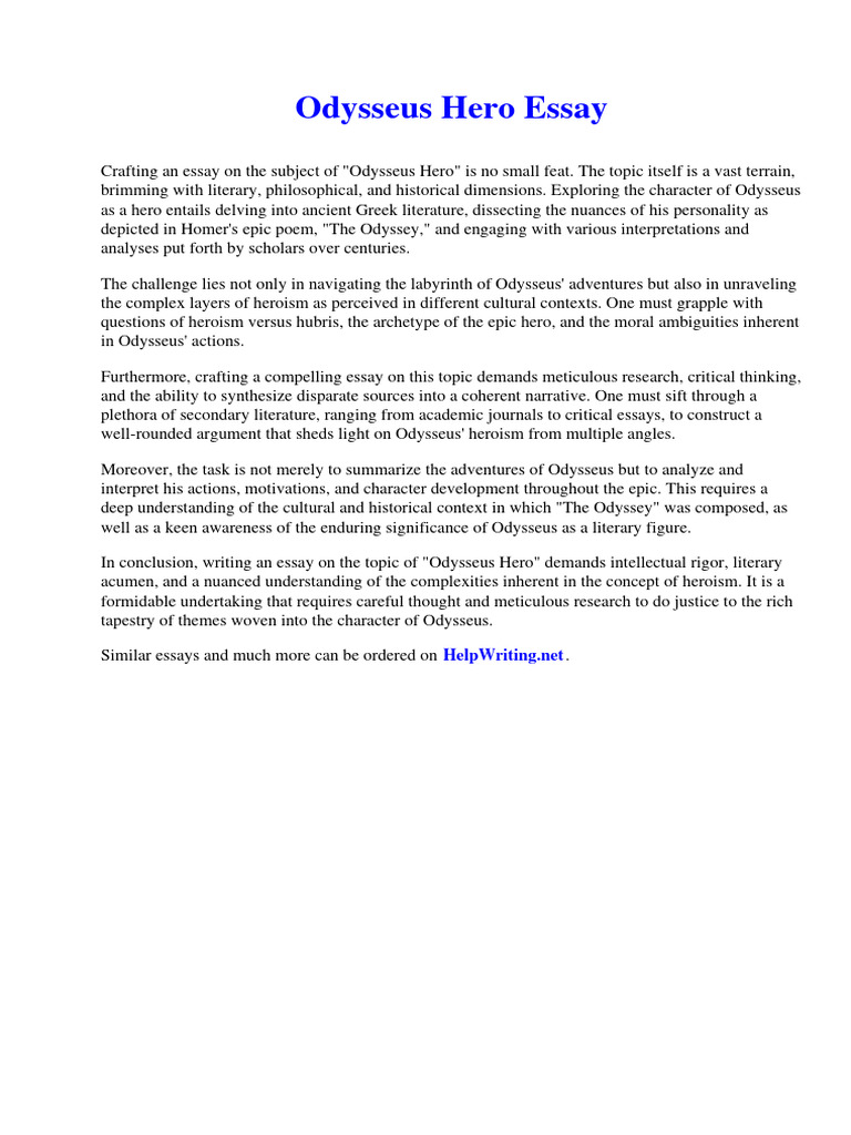 Odysseus Hero Essay | PDF | Rocket | V 2 Rocket