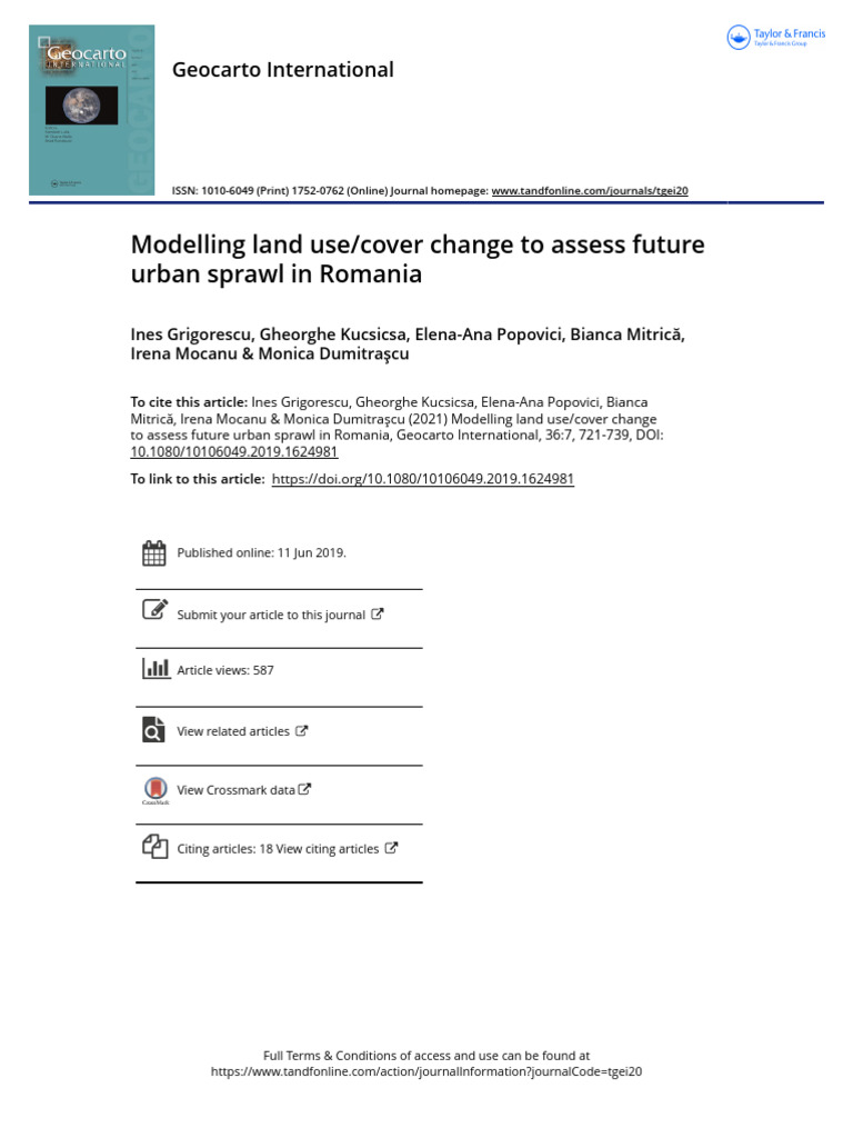 Modelling Land Use Cover Change To Assess Future Urban Sprawl in Romania | Download Free PDF ...