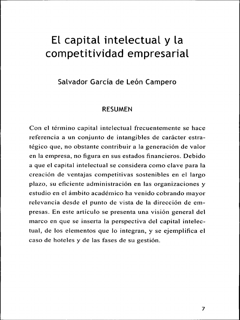 A10. El Capital Intelectual y La Competitividad Empresarial | Descargar gratis PDF | Business ...