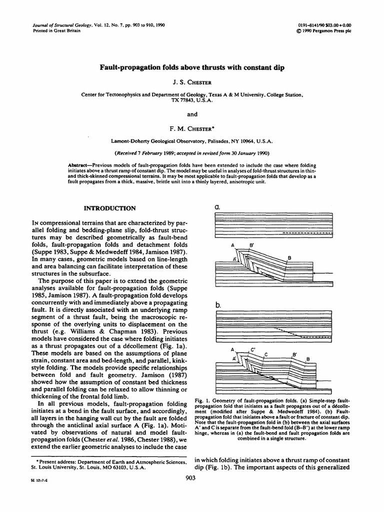 Chester&Chester 1990 Fault Propagation Folds | PDF | Fault (Geology ...