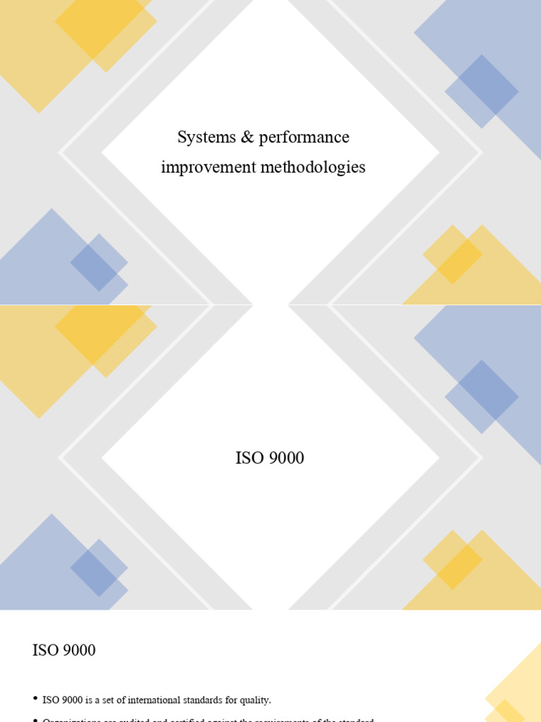 Systems & Performance Improvement Methodology PDF | PDF | Iso 9000 ...