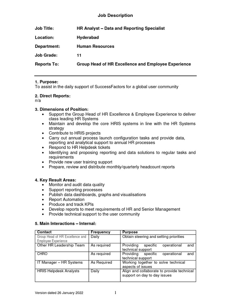 JD HR Analyst - Vesuvius | PDF | Computing | Information Technology JD HR Analyst - Vesuvius | PDF | Computing | Information Technology