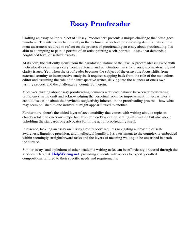 Essay Proofreader | PDF | Paint | Proofreading
