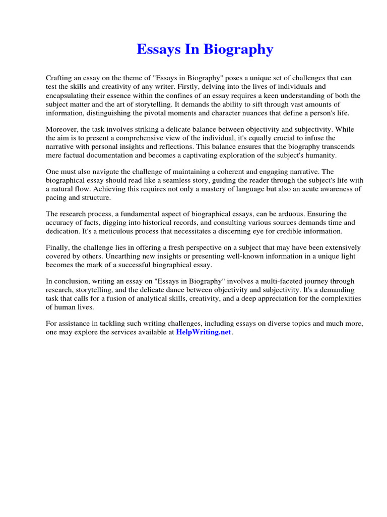 Essays in Biography | PDF