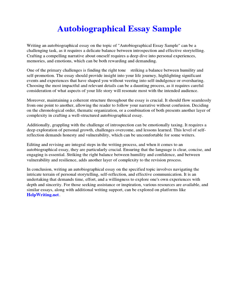Autobiographical Essay Sample | PDF | Castle