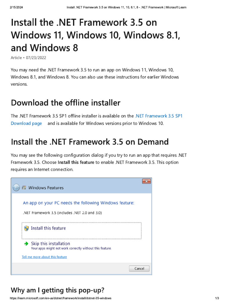 Install .NET Framework 3.5 On Windows 1..., 8 | PDF | Microsoft ...