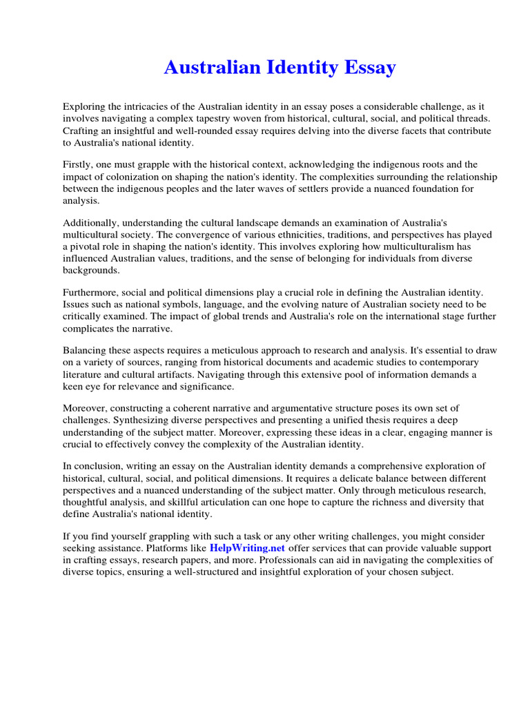 Australian Identity Essay | PDF | Identity (Social Science) | Essays