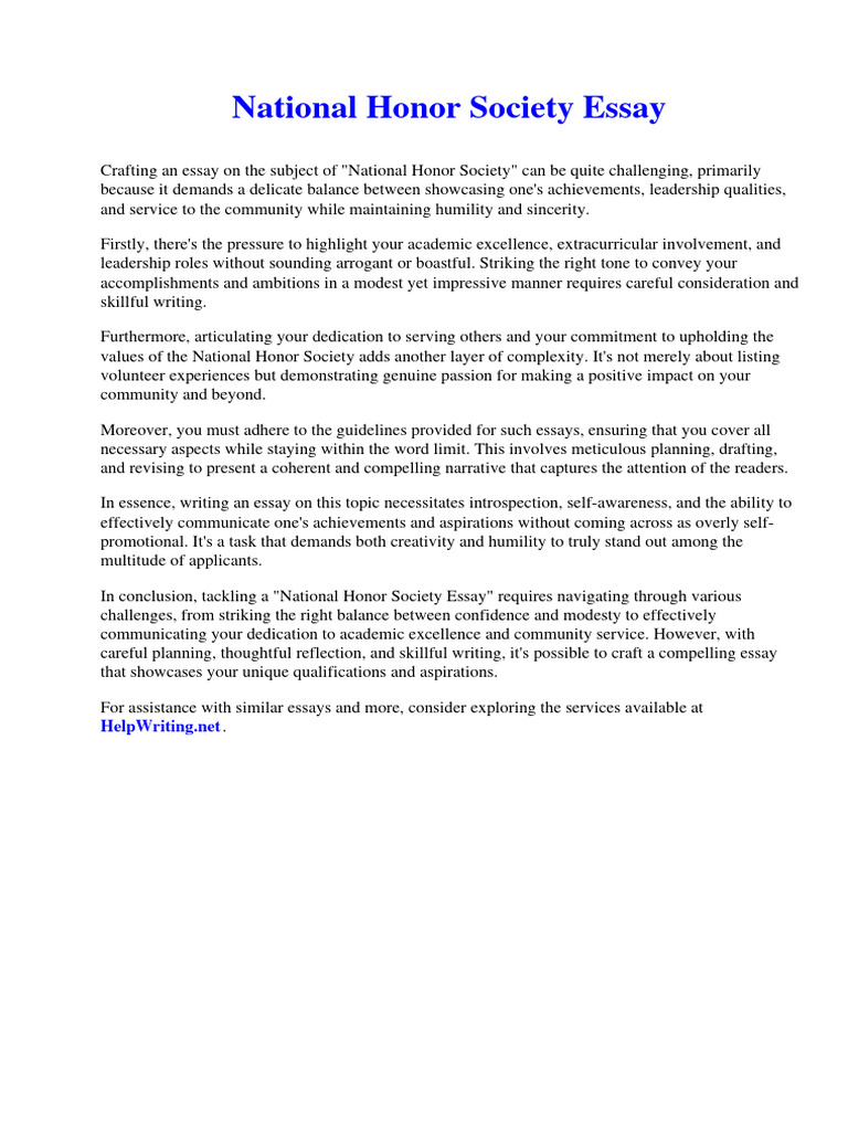 National Honor Society Essay | PDF | Essays | Humility