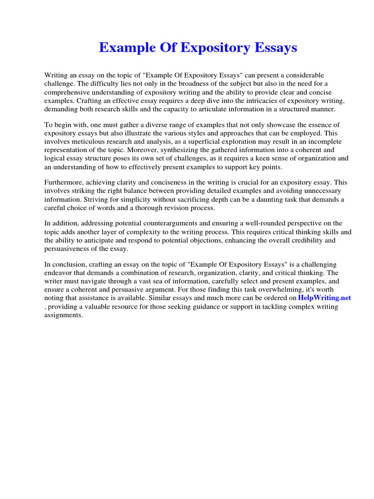Example of Expository Essays | PDF