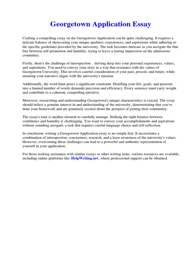 Georgetown Application Essay | PDF