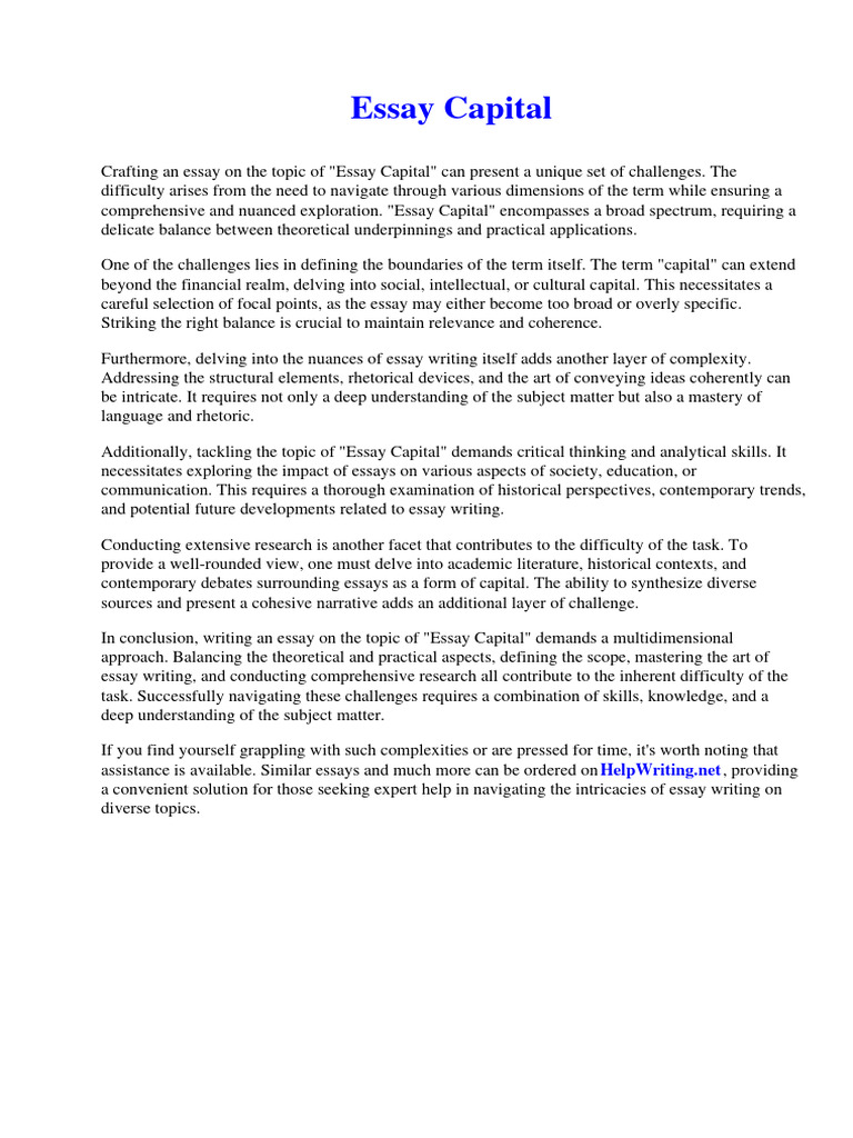 Essay Capital | PDF