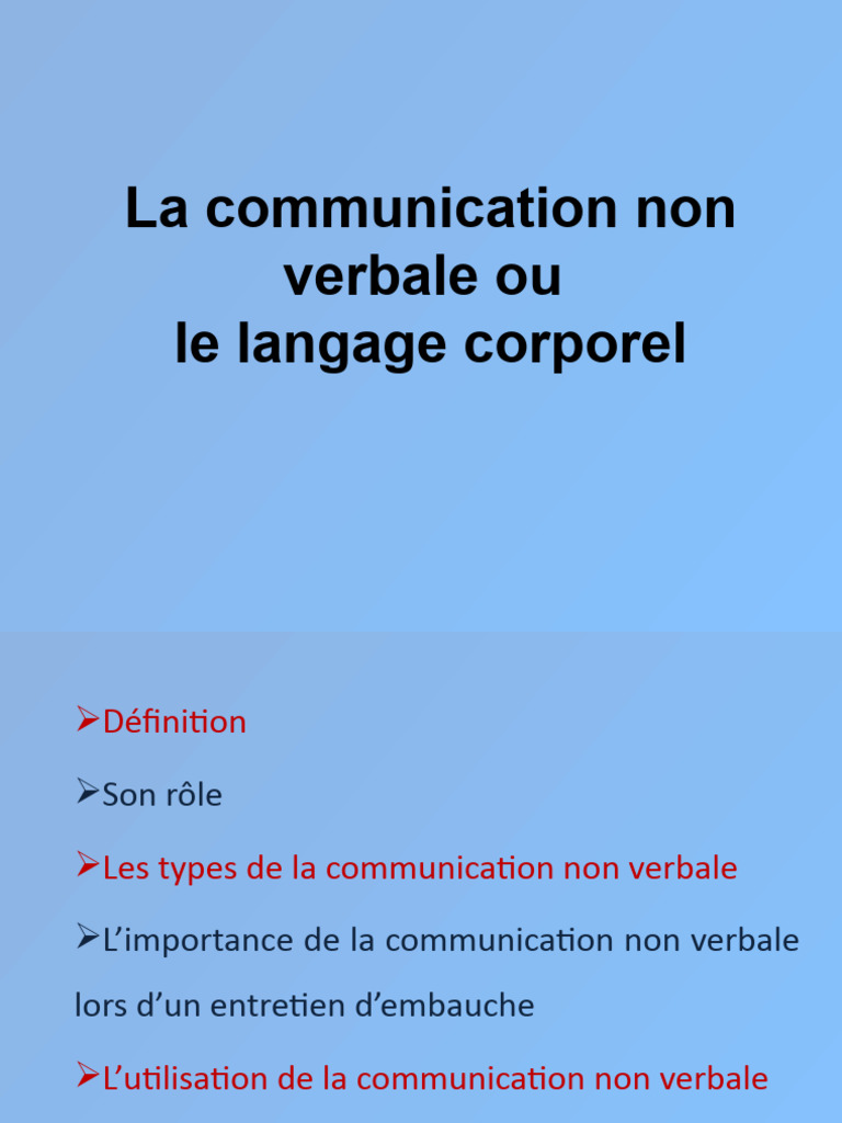 La communication non verbale 1 | PDF | Communication non verbale | la ...