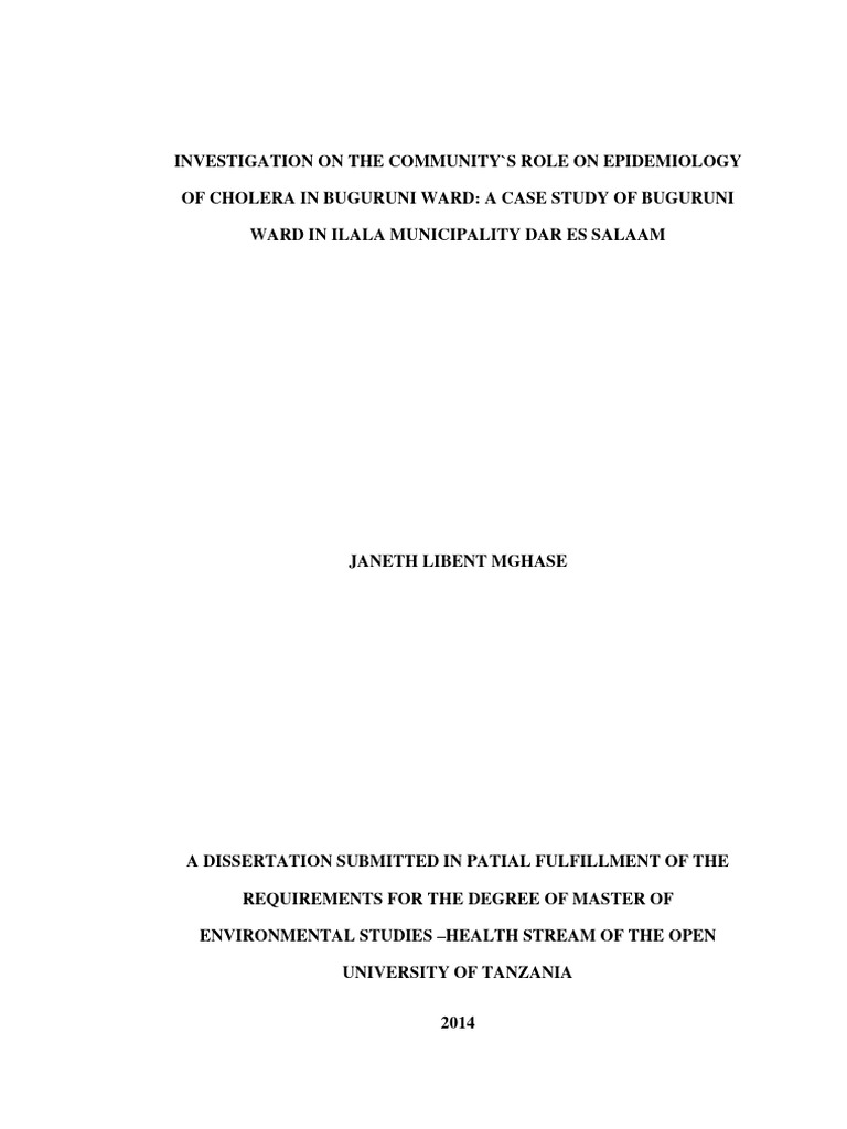 Dissertation - Jane Final Correction | Download Free PDF | Cholera | Diarrhea