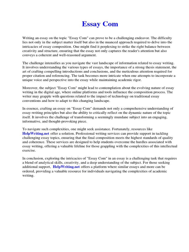 Essay Com | PDF | Essays | Health Care