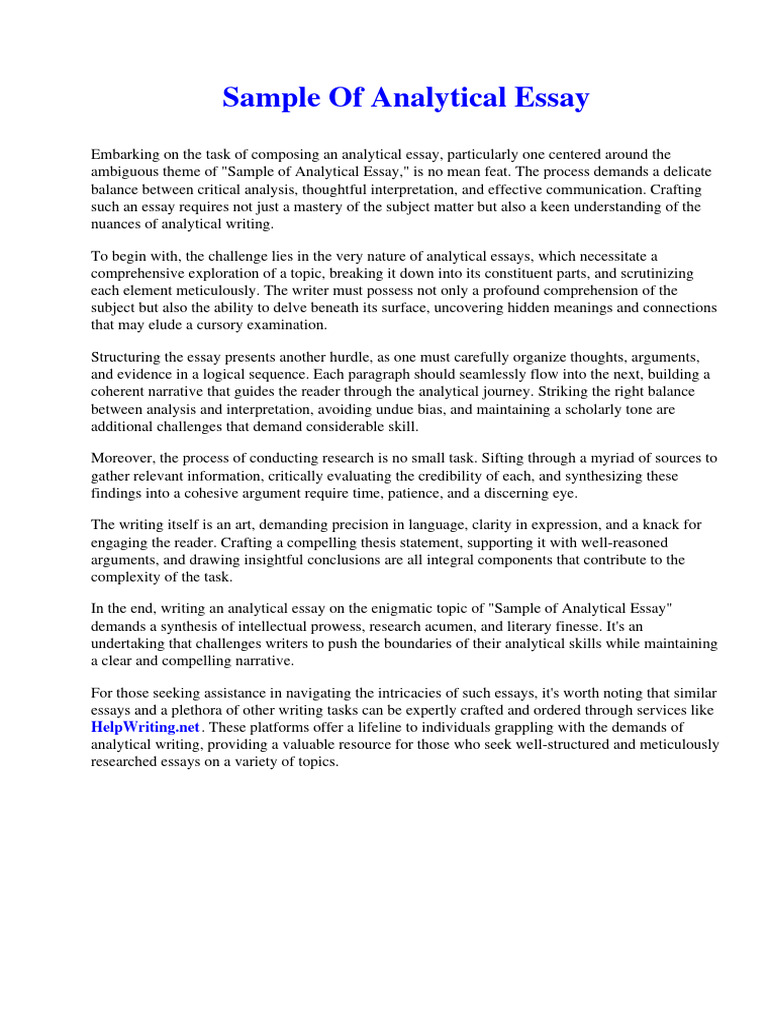 Sample of Analytical Essay | PDF | Piracy | Essays