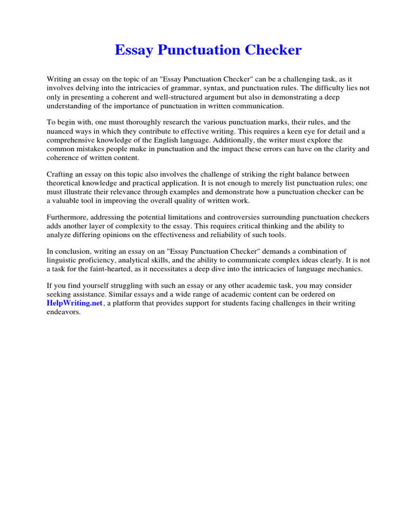 Essay Punctuation Checker | Download Free PDF | Essays | Leadership