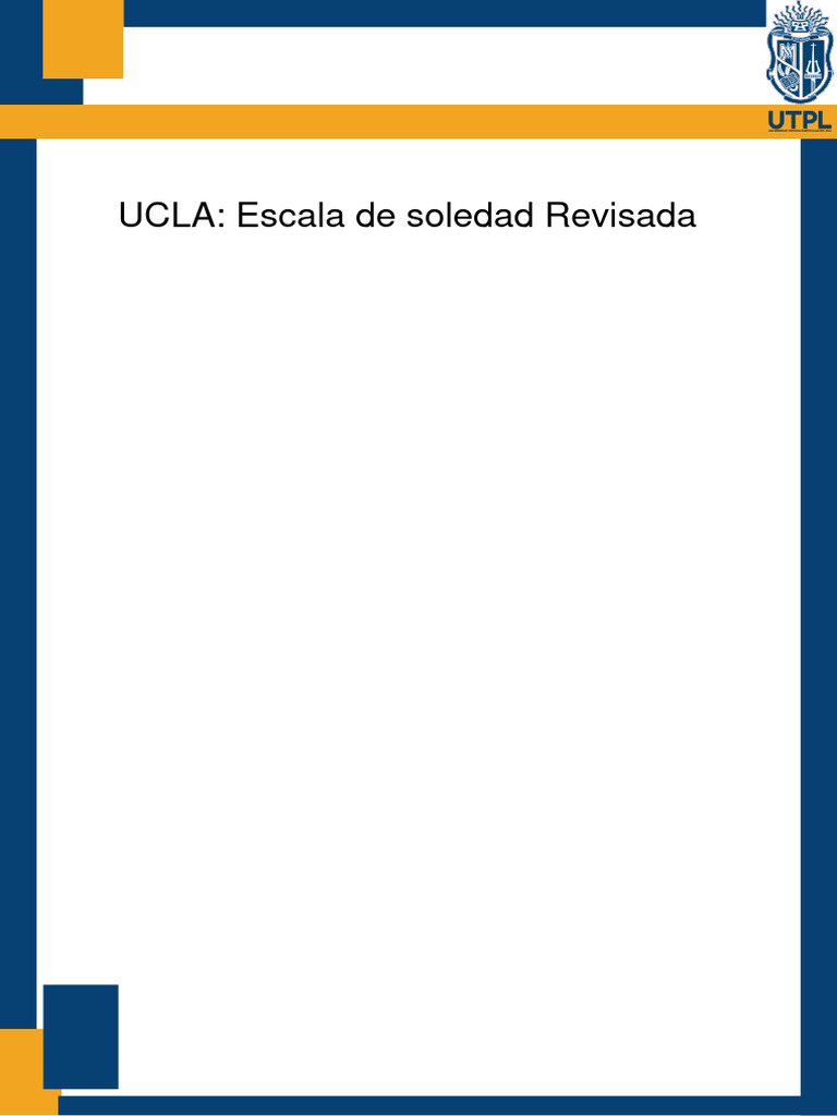 UCLA Escala de Soledad Revisada | PDF | Validez (Estadísticas) | Soledad