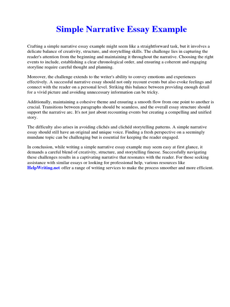 Simple Narrative Essay Example | PDF | Narrative | Essays