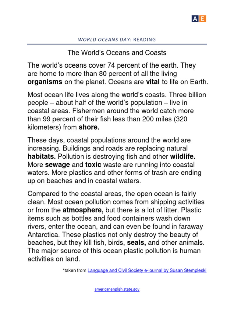 World Oceans and Coasts Reading | PDF