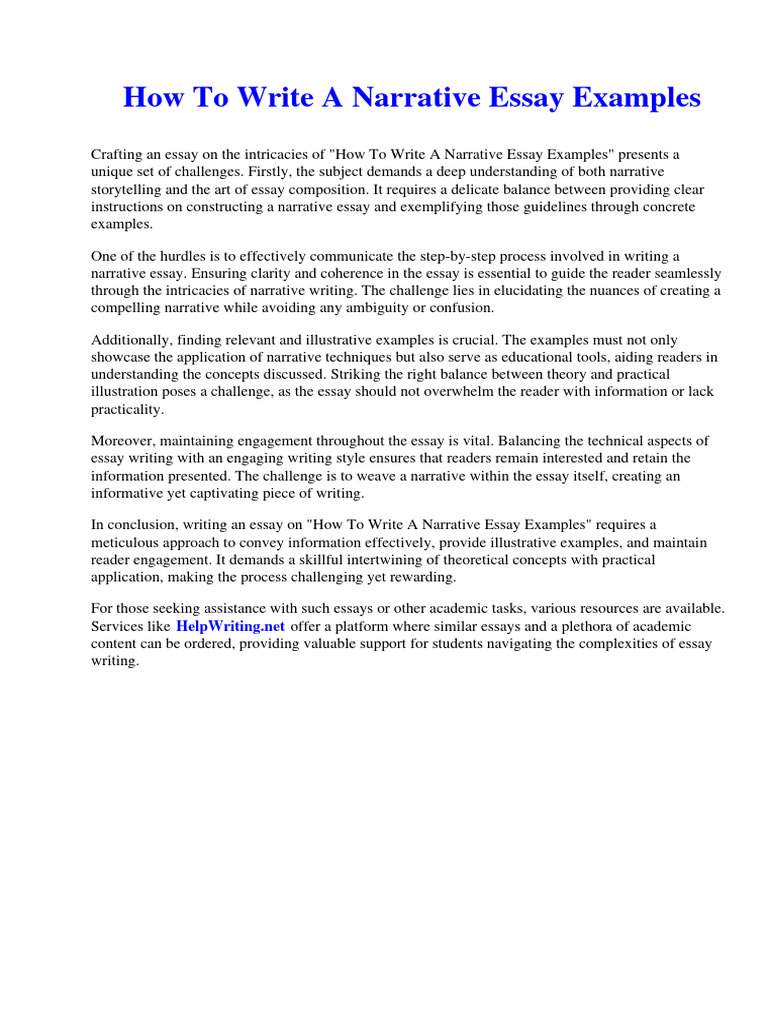 How to Write a Narrative Essay Examples | PDF