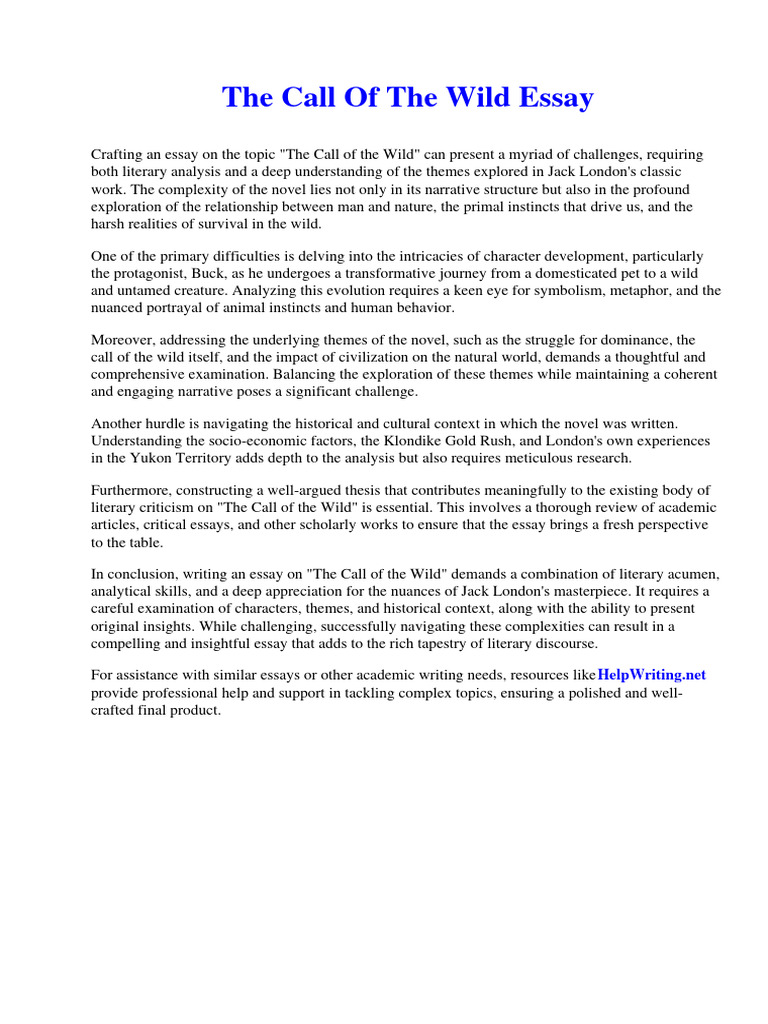 The Call of The Wild Essay | PDF | The Call Of The Wild | Revolver