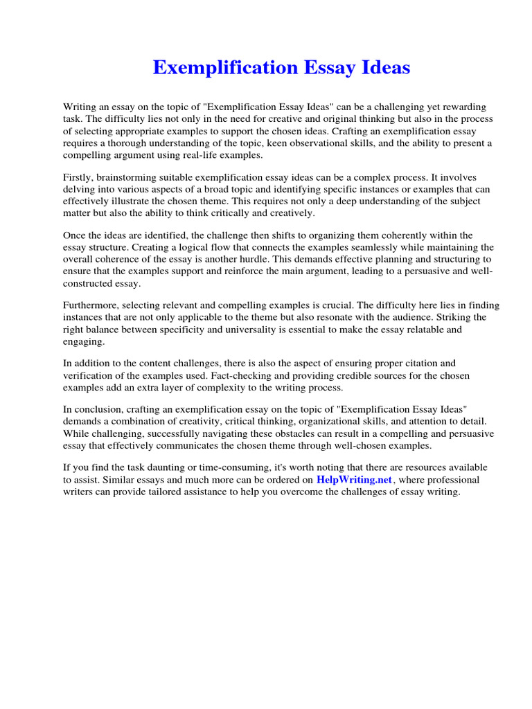 Exemplification Essay Ideas | PDF