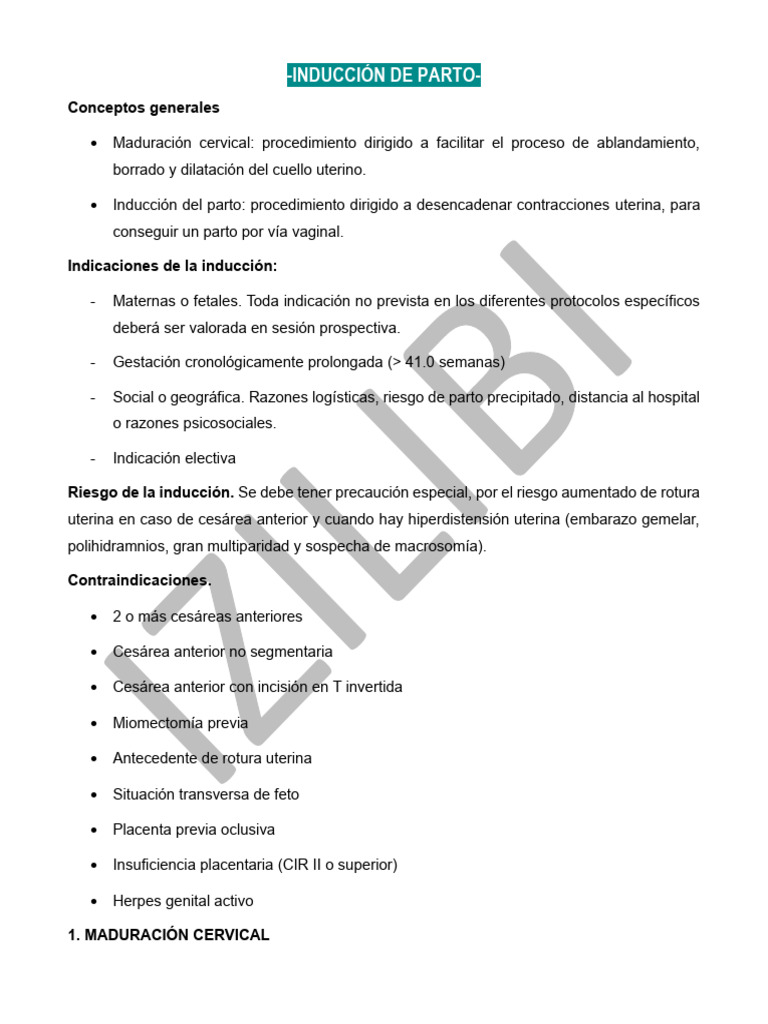 INDUCCIÓN DE PARTO - Obstetricia | PDF | Parto | El embarazo