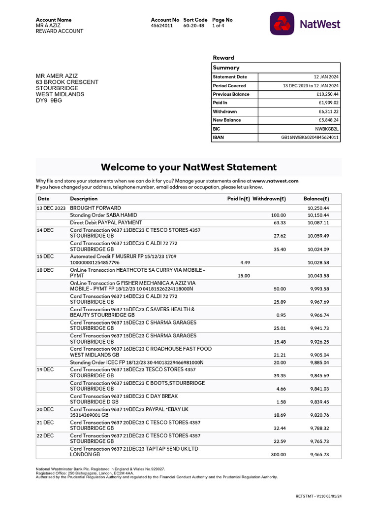 Statement 602048 45624011 12 Jan 2024 | Download Free PDF | Overdraft ...