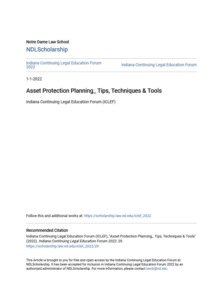 Asset Protection Planning Tips Techniques & Tools | PDF