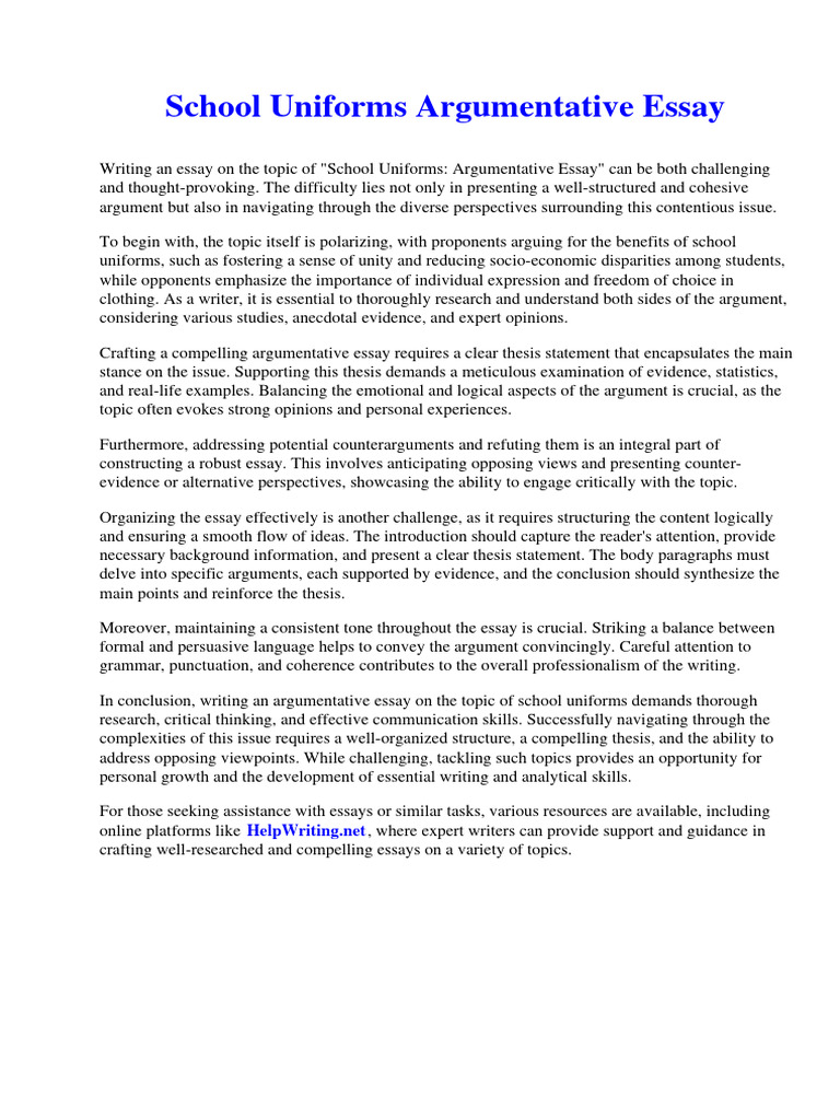 School Uniforms: A Balanced Debate | PDF | Hedge Fund | Essays