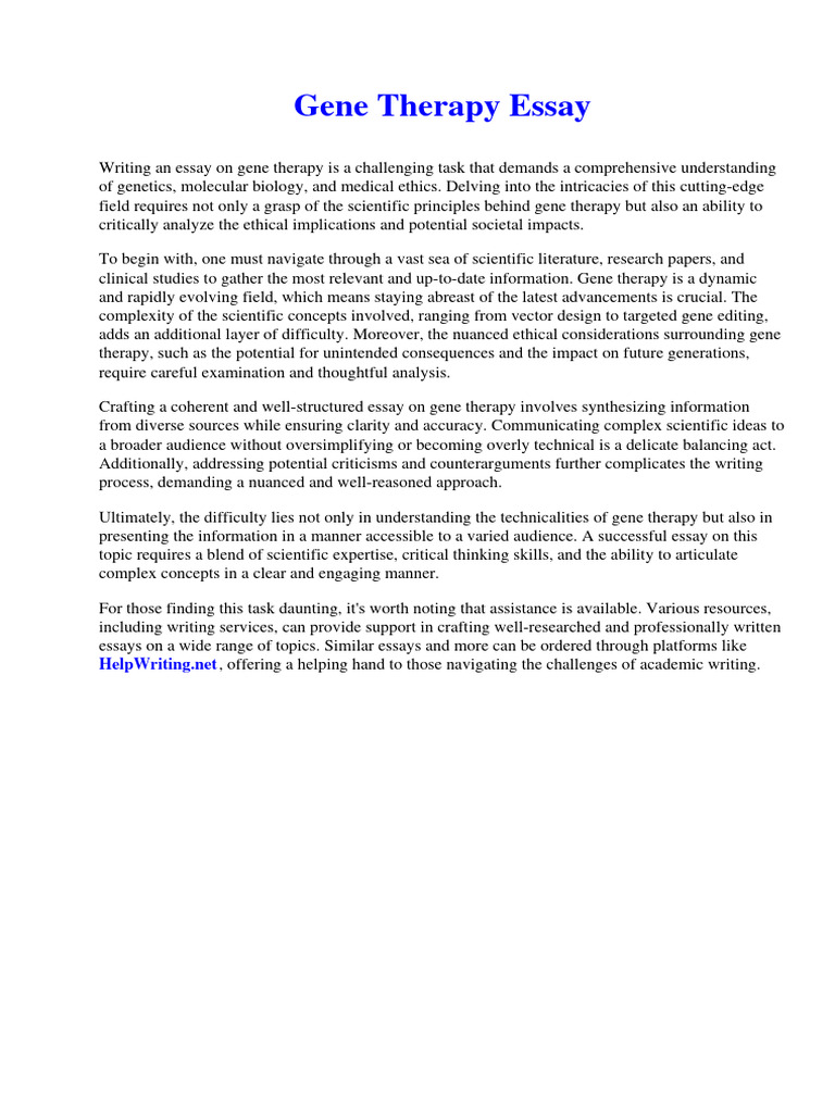 Gene Therapy Essay | PDF