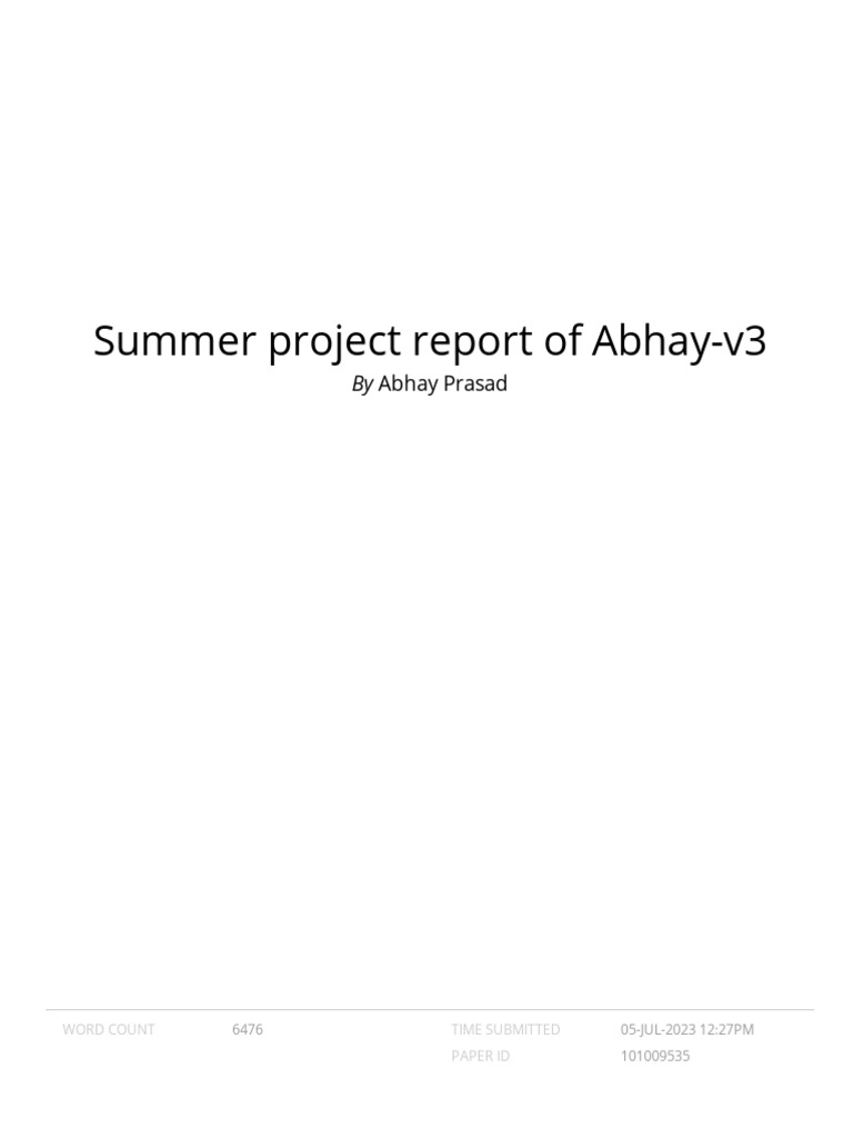 Summer Project Report of Abhay v3 | PDF
