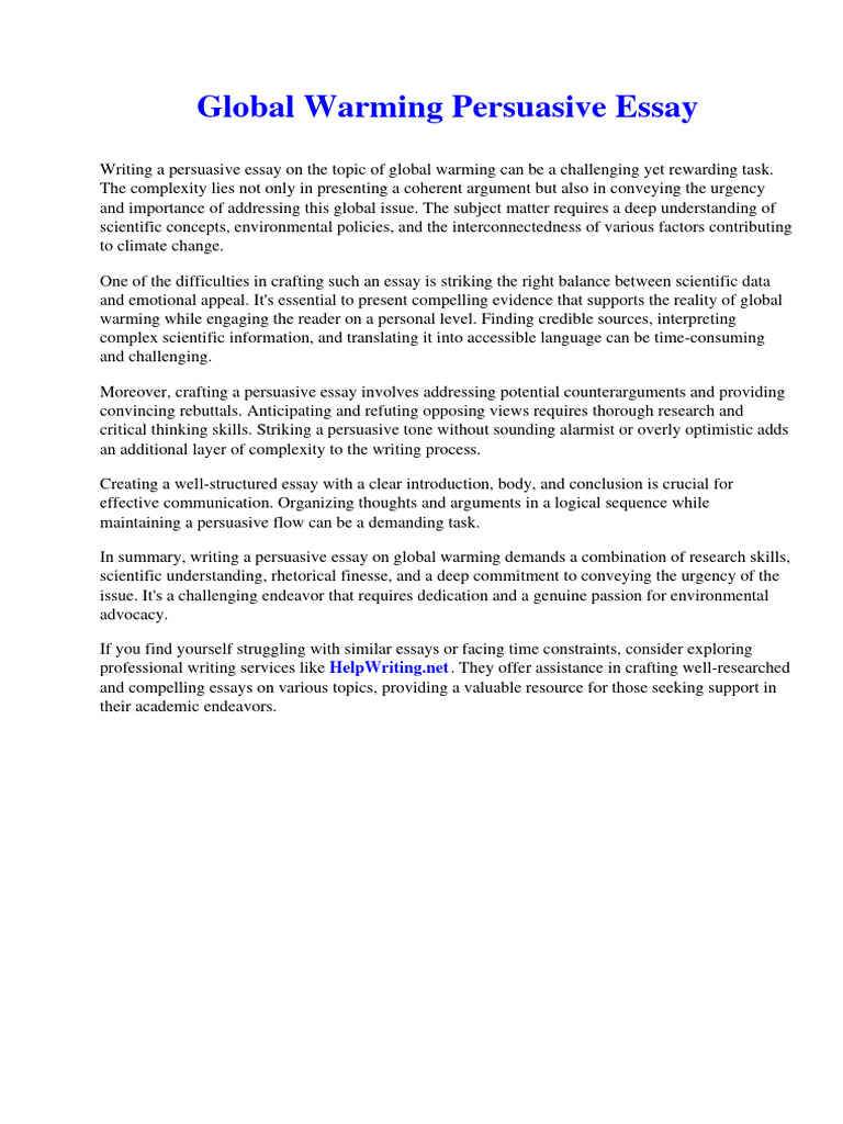 Persuasive Essay on Global Warming | PDF | Inflation | American Red Cross