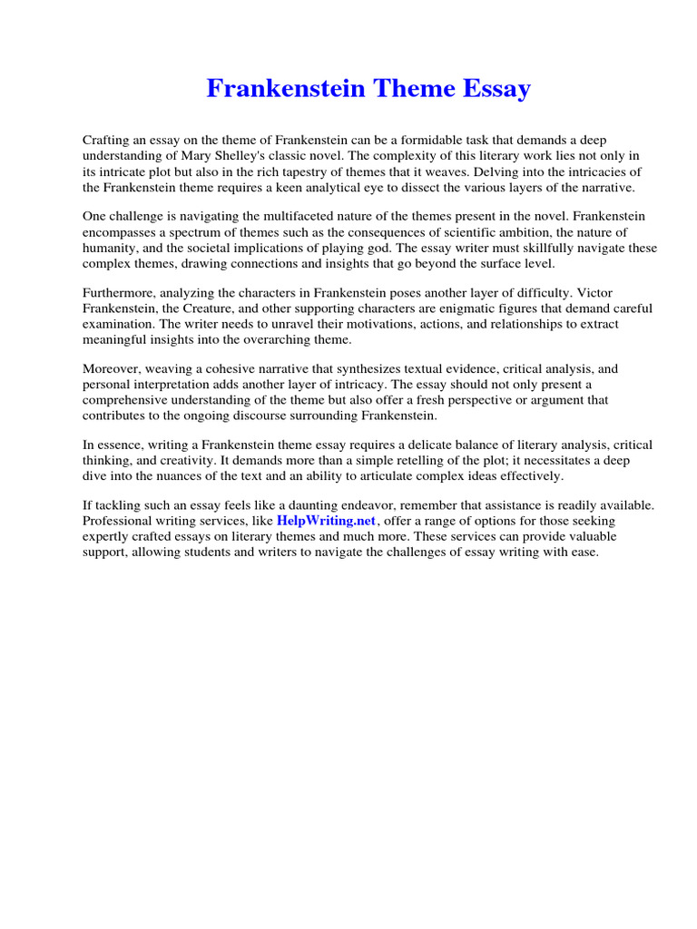 Frankenstein Theme Essay | PDF