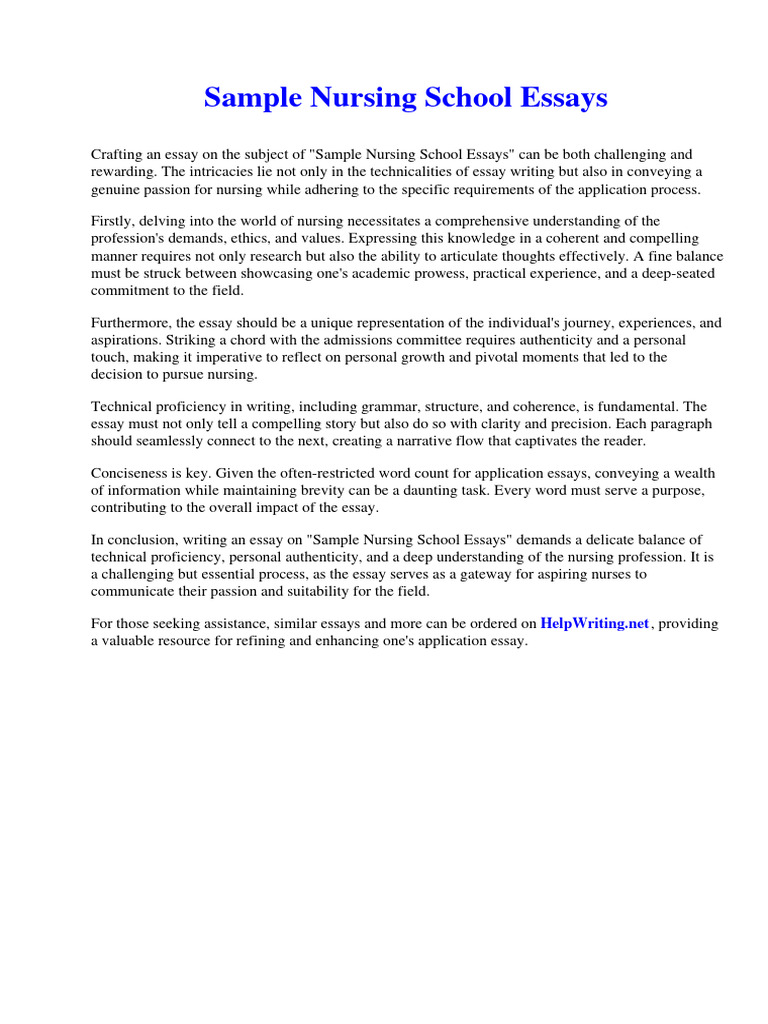 Sample Nursing School Essays | PDF | Call Centre
