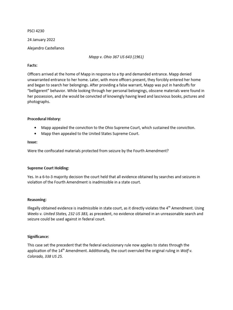 Mapp V. Ohio | PDF