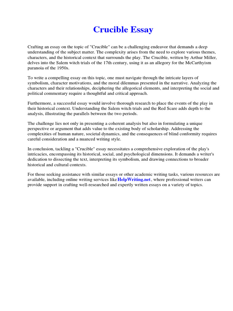 Crucible Essay | Download Free PDF | Political Science | Science