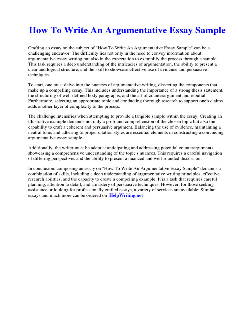How To Write An Argumentative Essay Sample | PDF | Hedge (Finance) | Essays